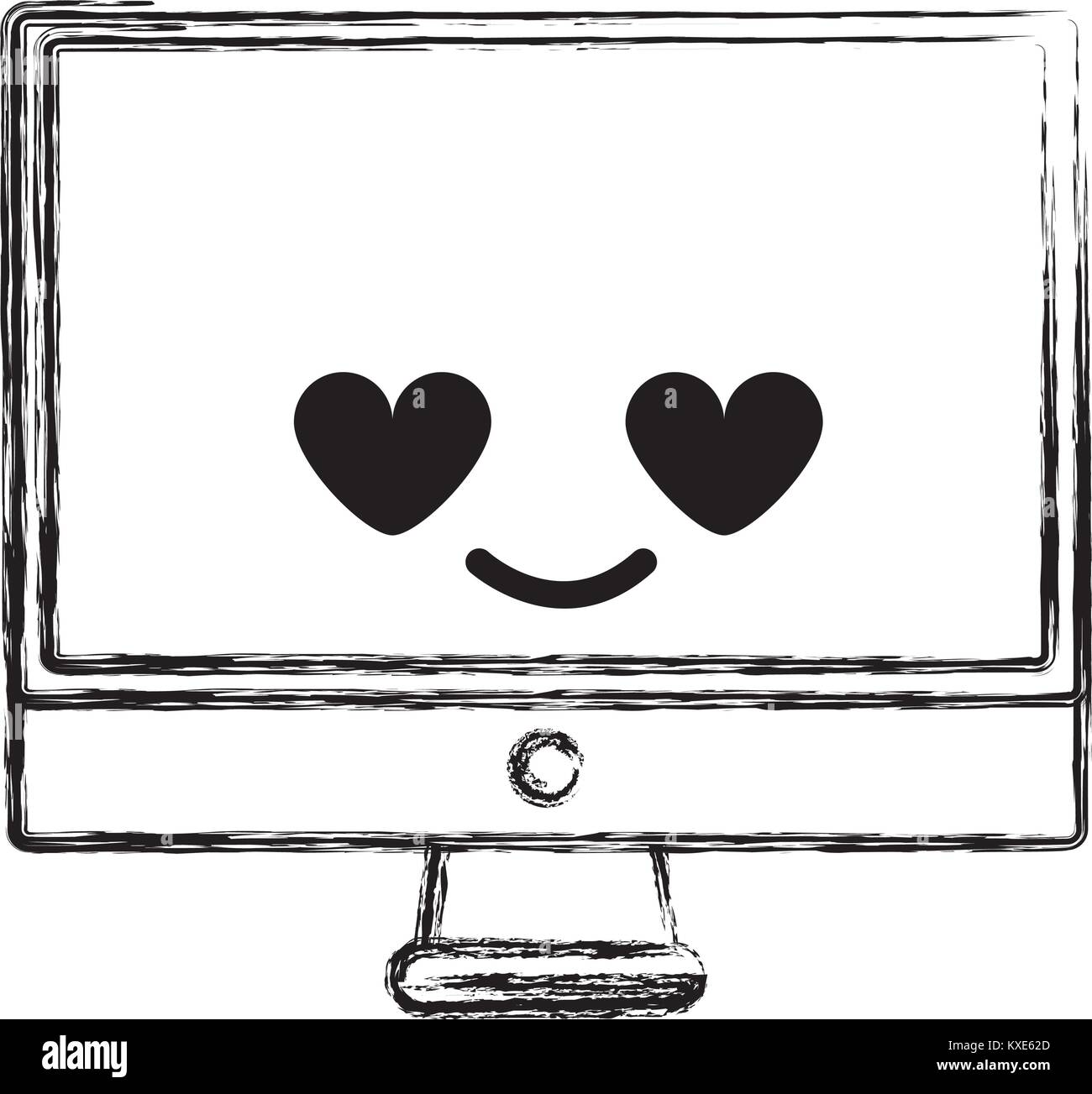 figure computer screen in love kawaii cartoon Stock Vector Image & Art ...