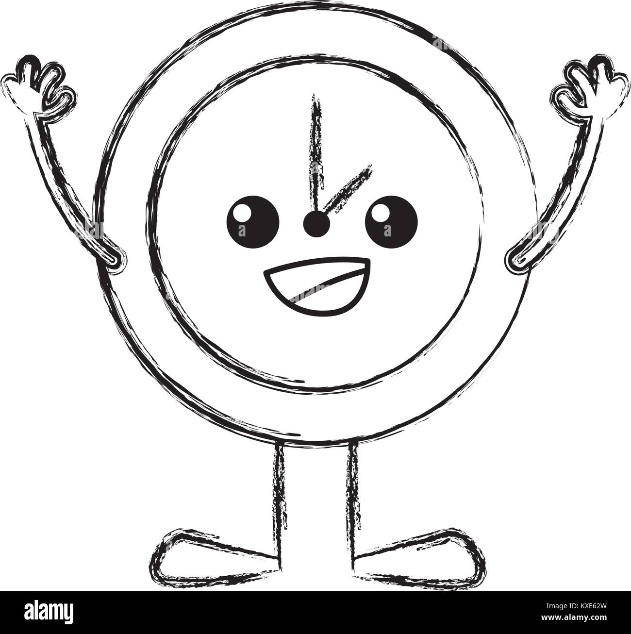 figure happy circle clock kawaii with arms and legs Stock Vector Image ...