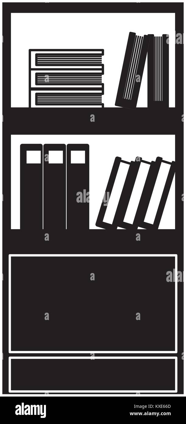 contour education bookcase with books and folder documents Stock Vector ...