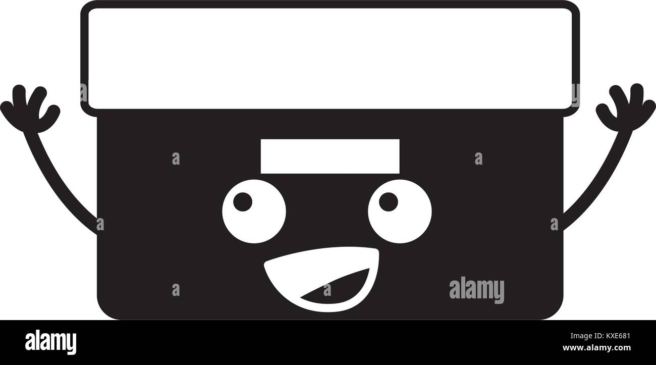 contour happy box archive kawaii cartoon Stock Vector Image & Art - Alamy