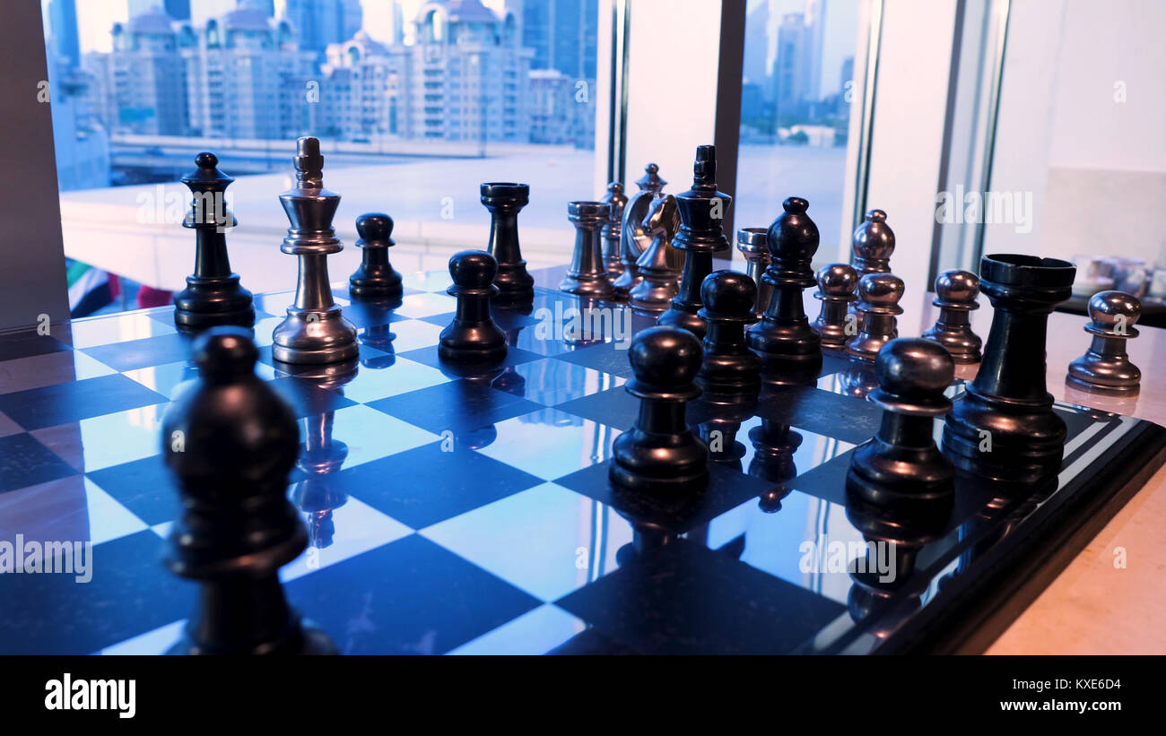 Checkerboard near the window. Figurines of the award in the form of a ...