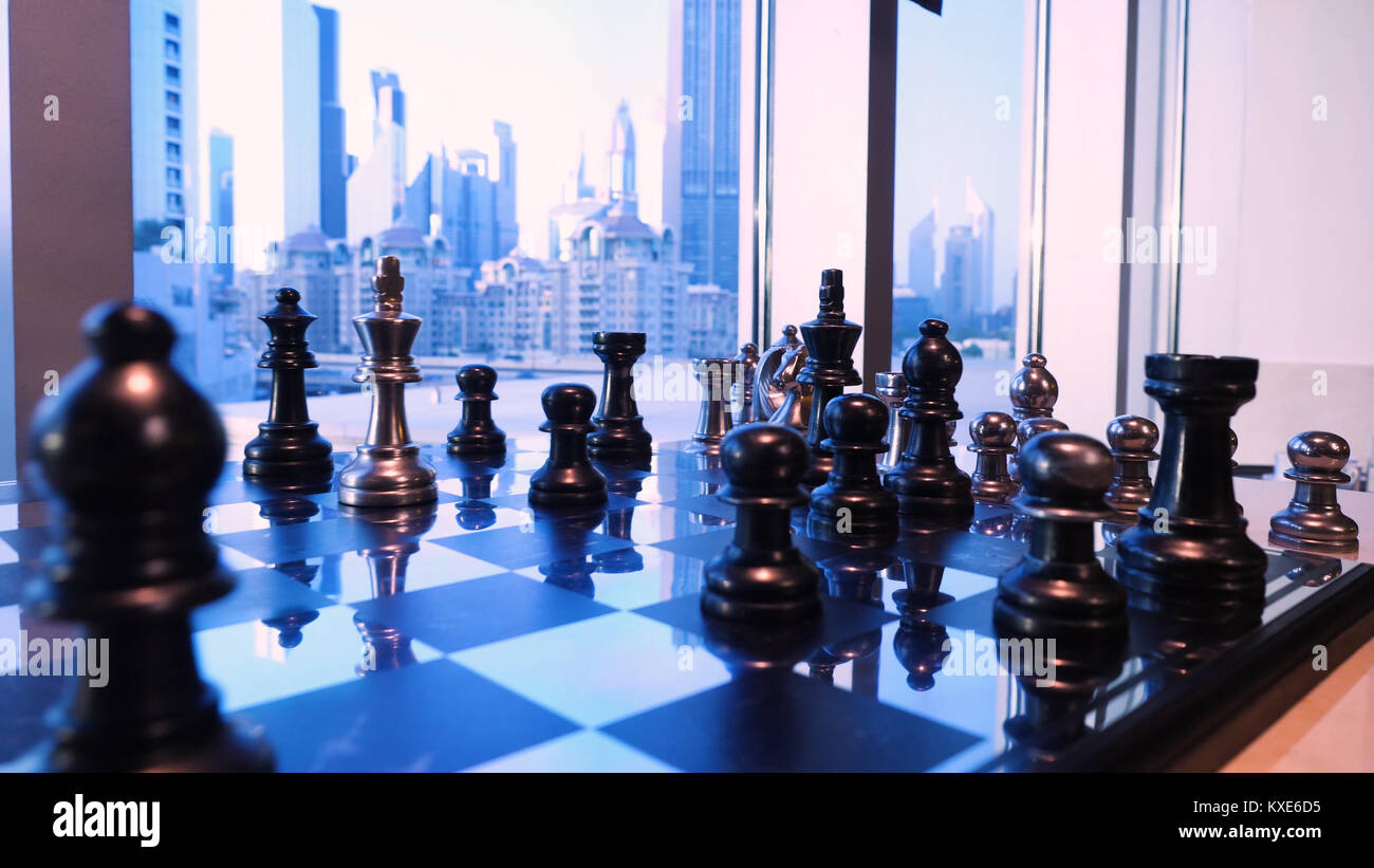 Checkerboard near the window. Figurines of the award in the form of a ...