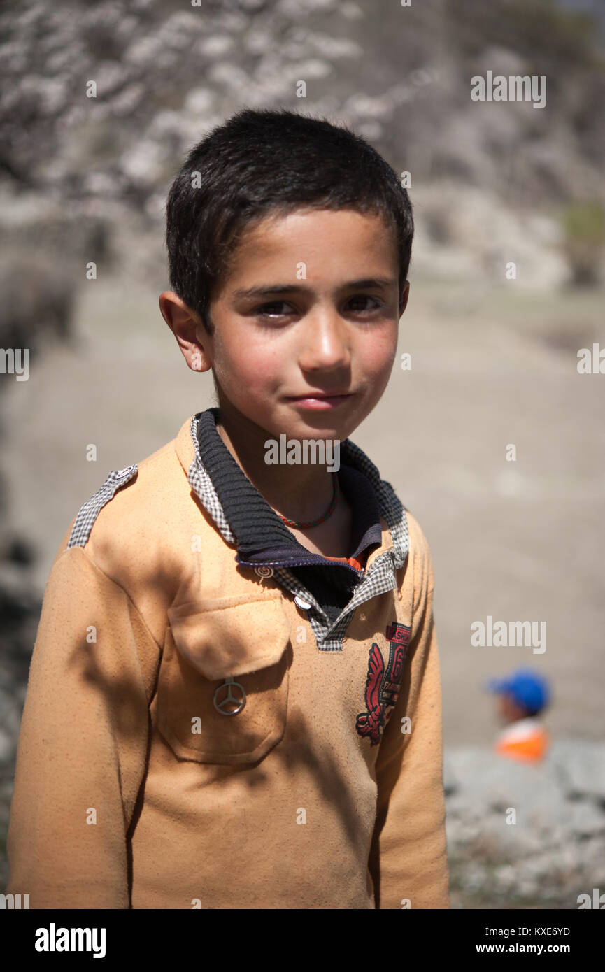 HUNZA, PAKISTAN - APRIL 14: unidentified Children in a village of the ...