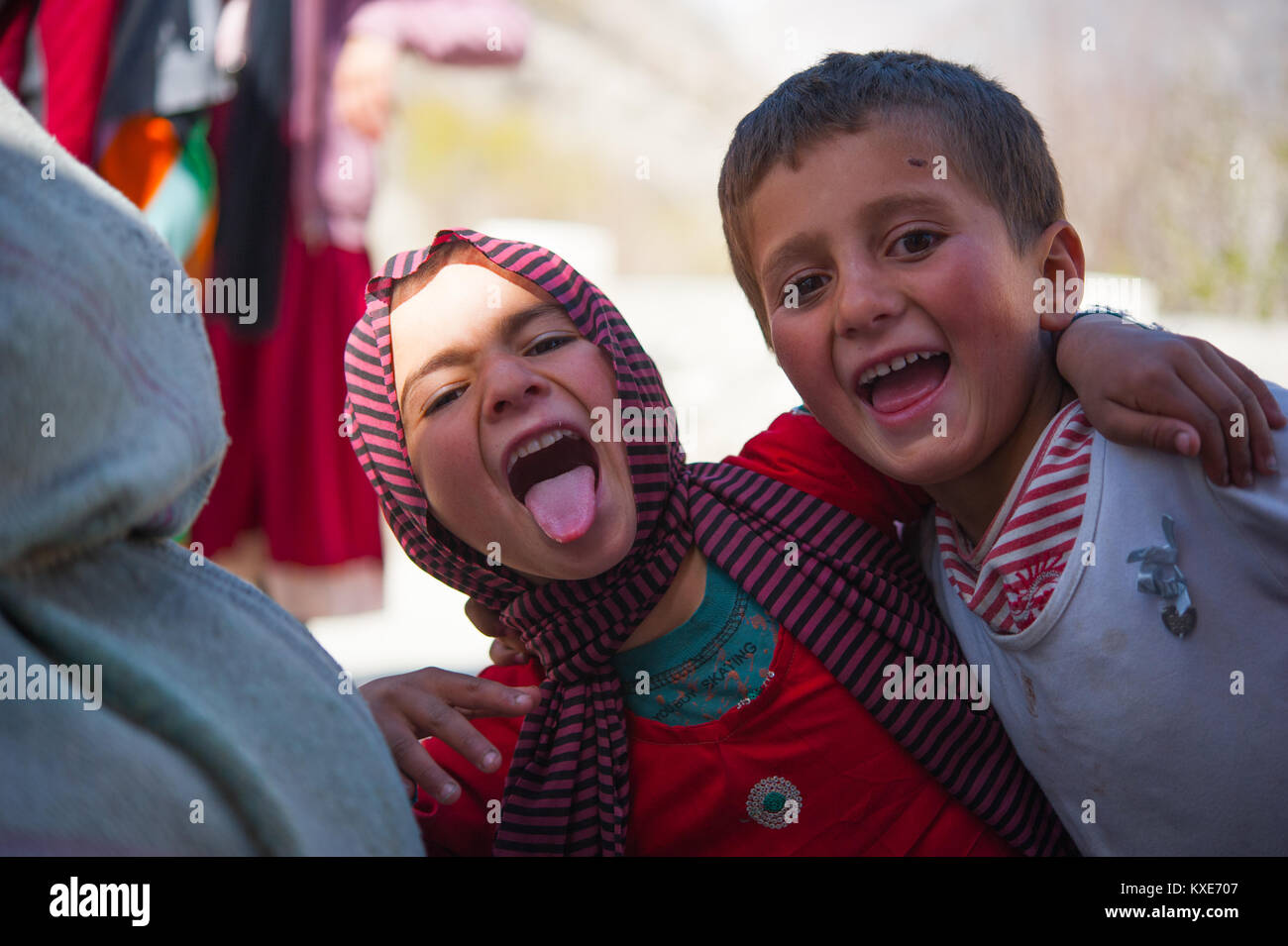 HUNZA, PAKISTAN - APRIL 14: unidentified Children in a village of the ...