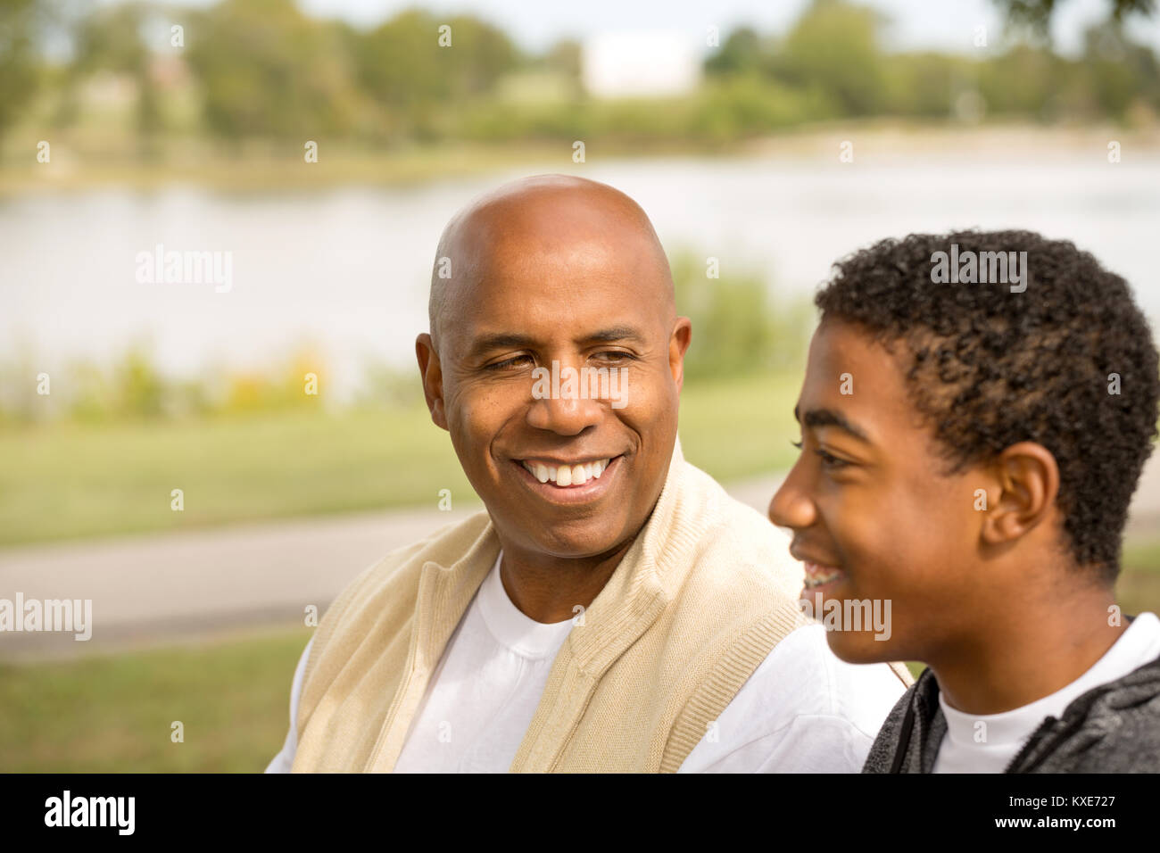 African American father and son Stock Photo - Alamy