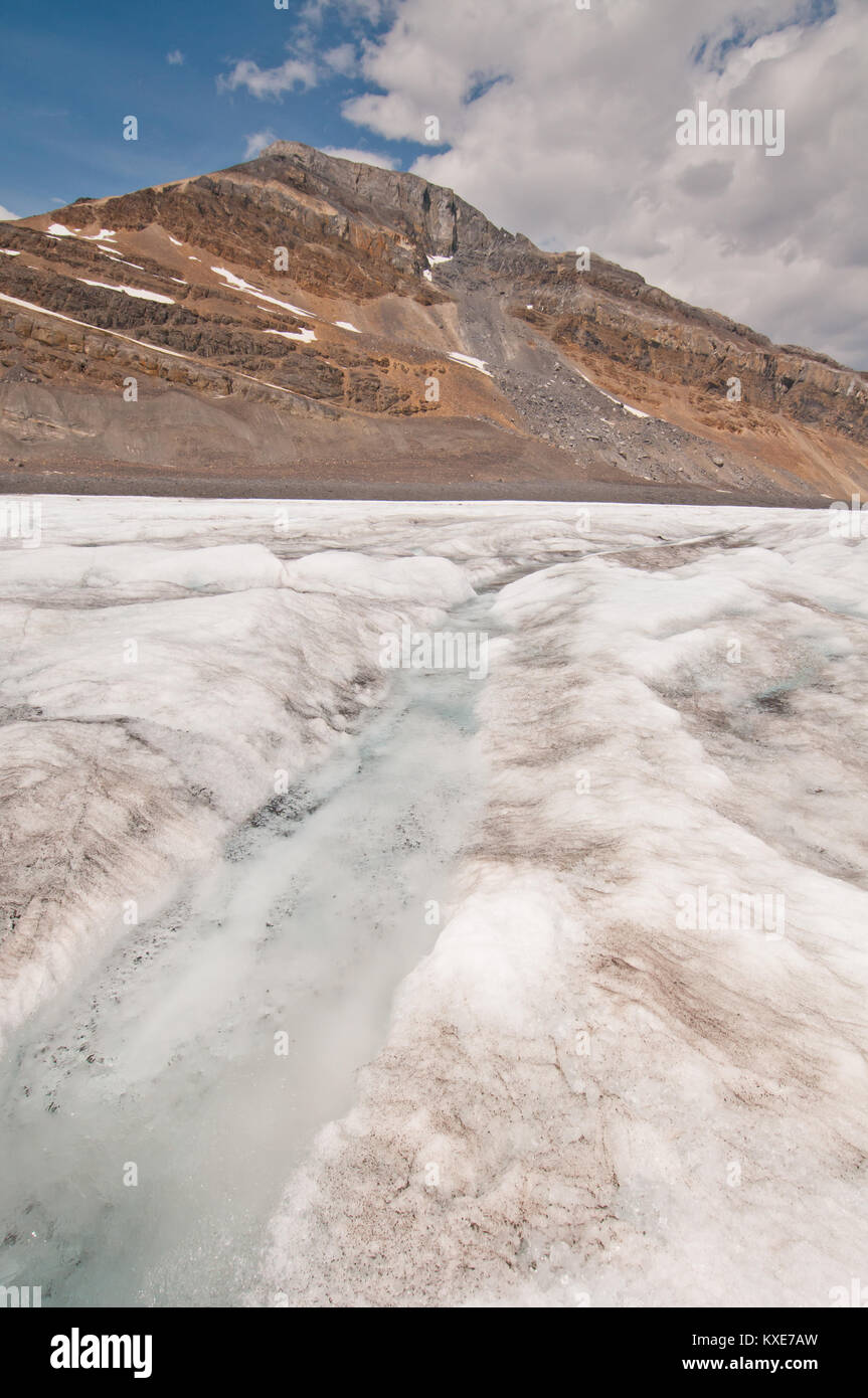 River formed from melting ice and snow on Columbia Icefield Stock Photo ...