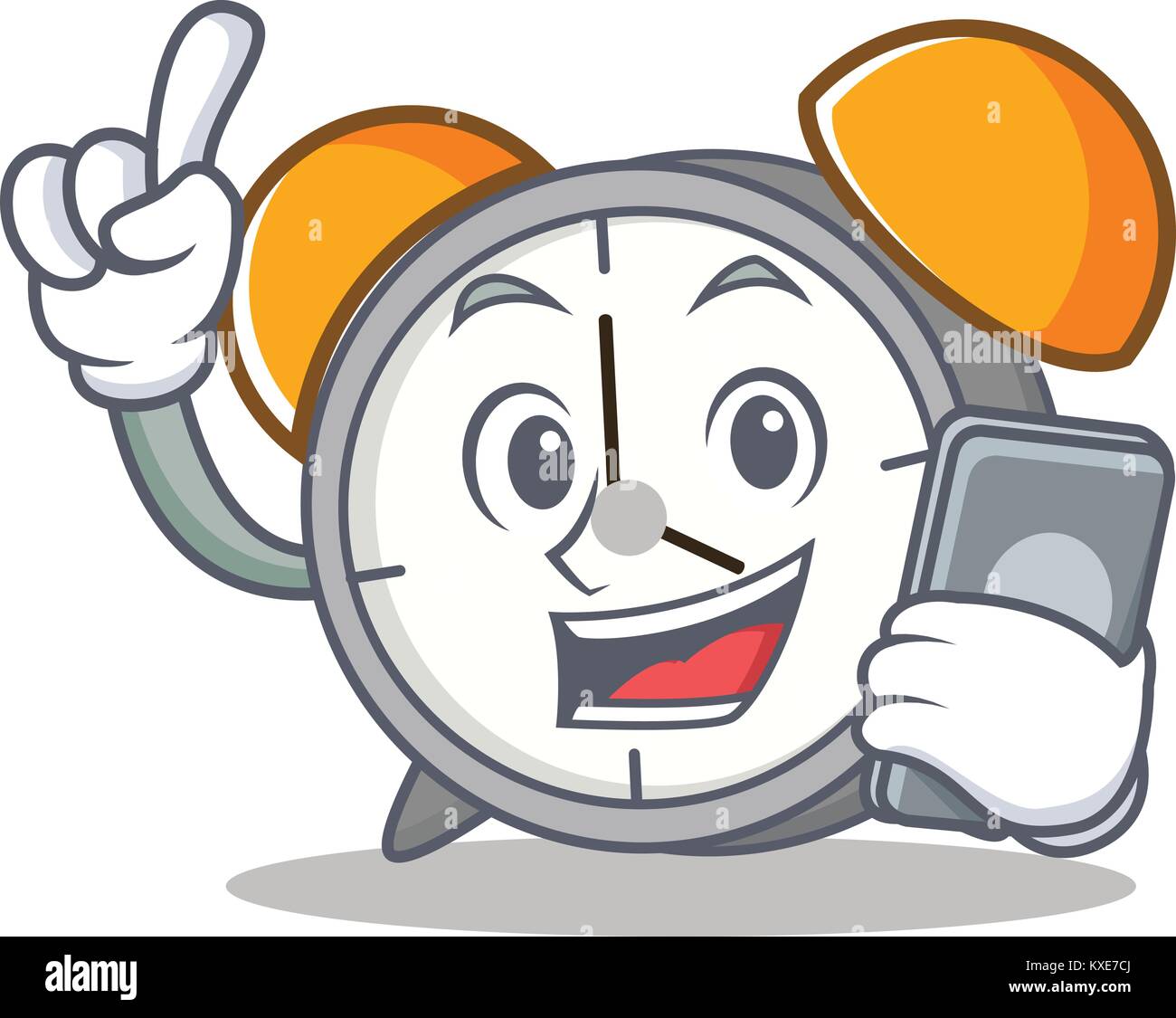 WIth phone alarm clock character cartoon Stock Vector Image & Art - Alamy