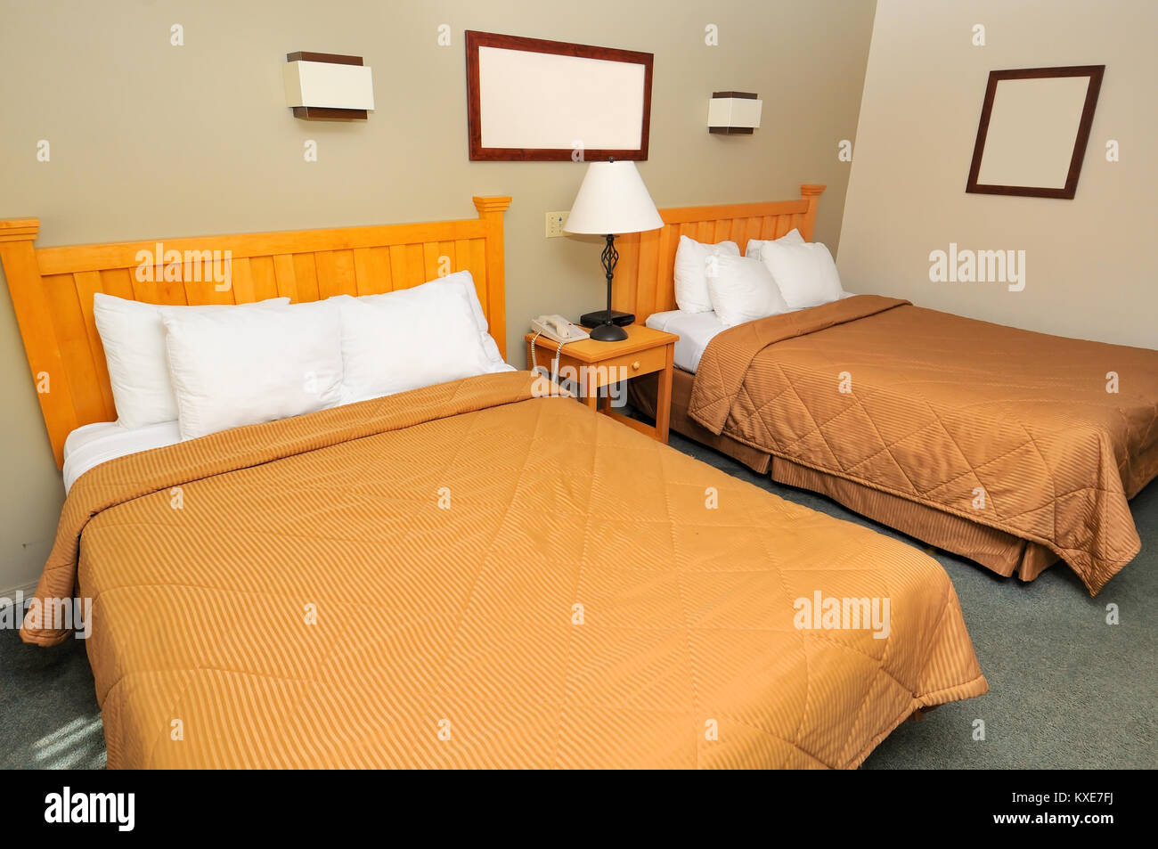 Large and spacious business class hotel with two beds Stock Photo - Alamy