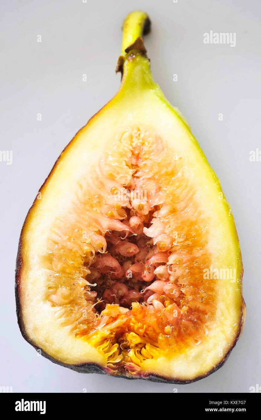Fig fruit cut in half top down. For healthy lifestyle, and fruits and ...