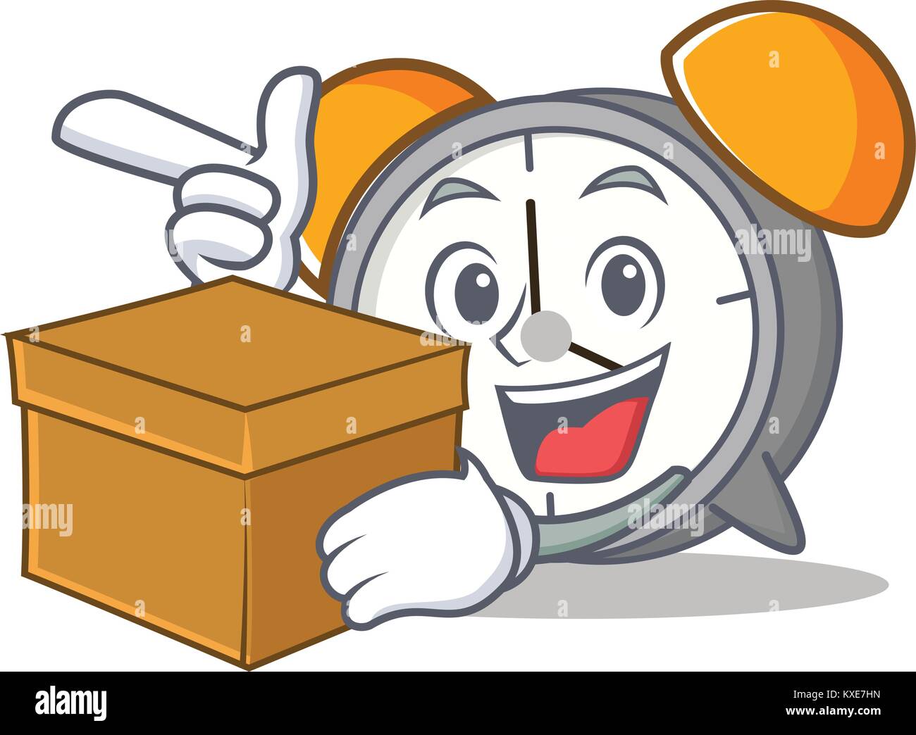 With box alarm clock character cartoon Stock Vector Image & Art - Alamy