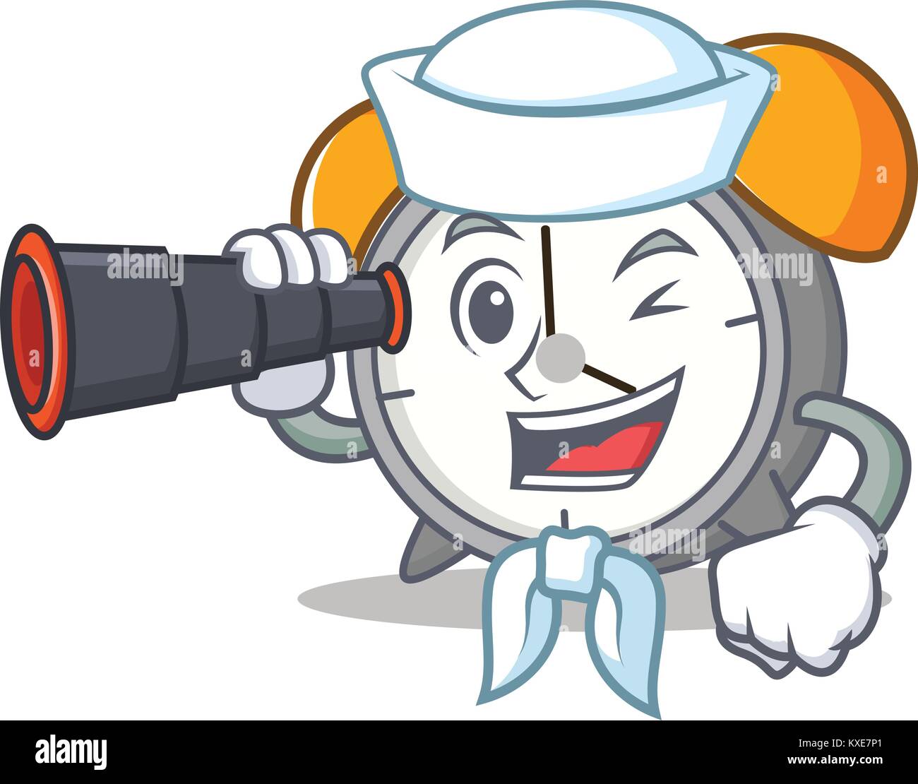 Sailor with binocular alarm clock mascot cartoon Stock Vector Image ...