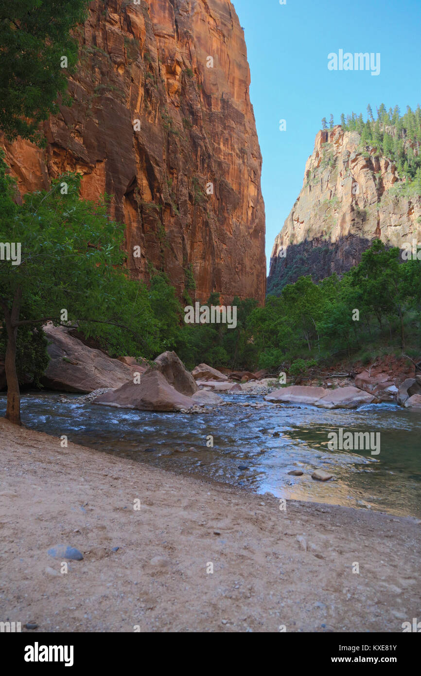 A scene along the Riverside Walk in Zion Canyon Stock Photo - Alamy