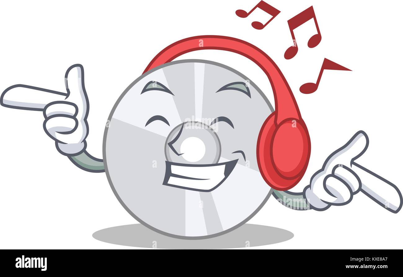 Listening music CD mascot cartoon style Stock Vector Image & Art - Alamy