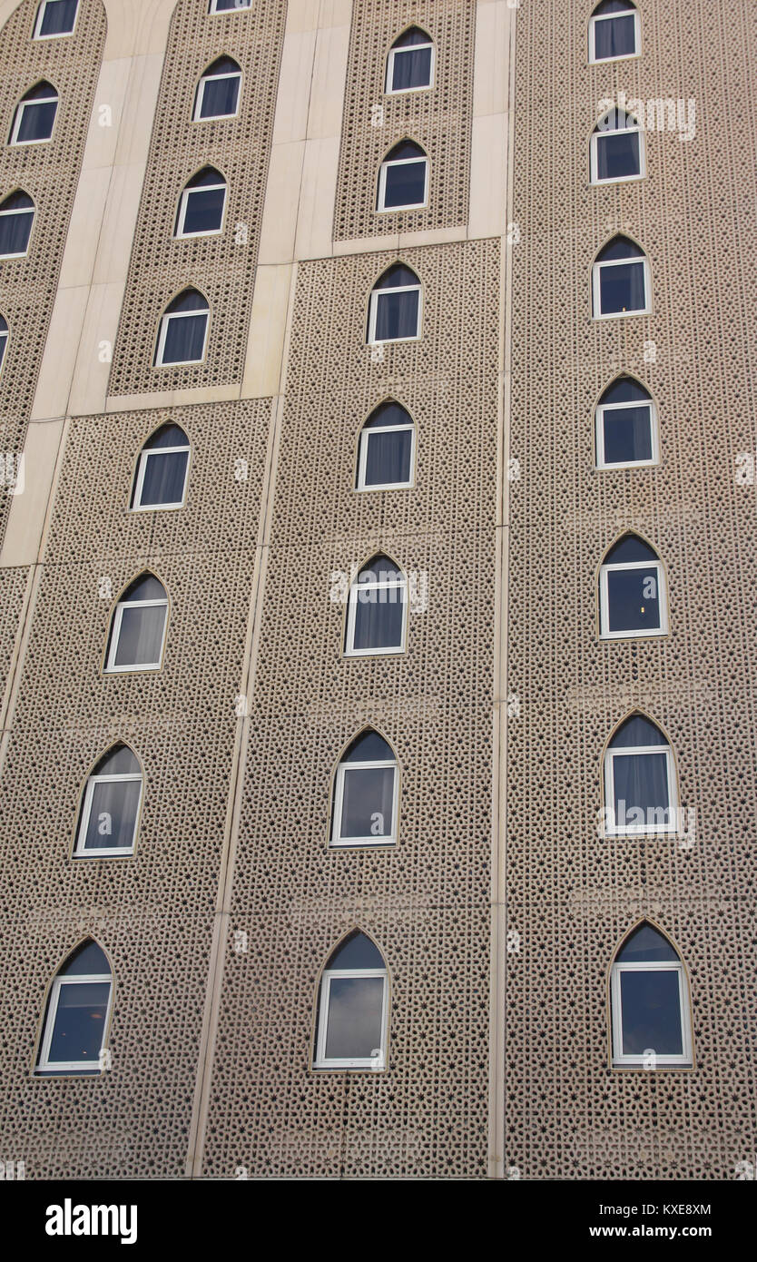 The windows on the exteriors of a building with traditional Islamic ...