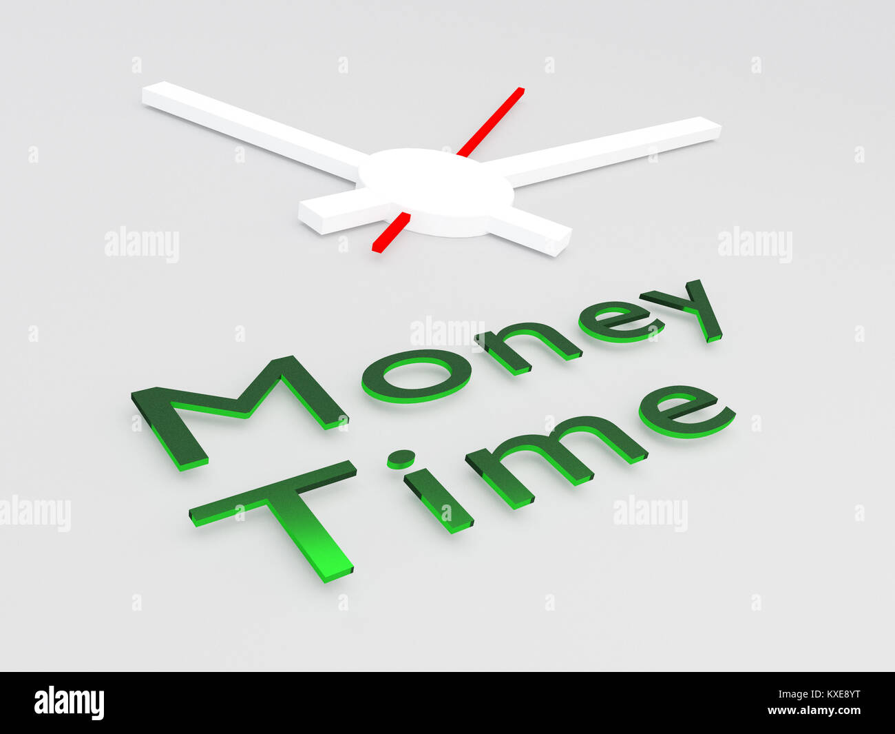 3D illustration of Money Time title with a clock as a background Stock ...