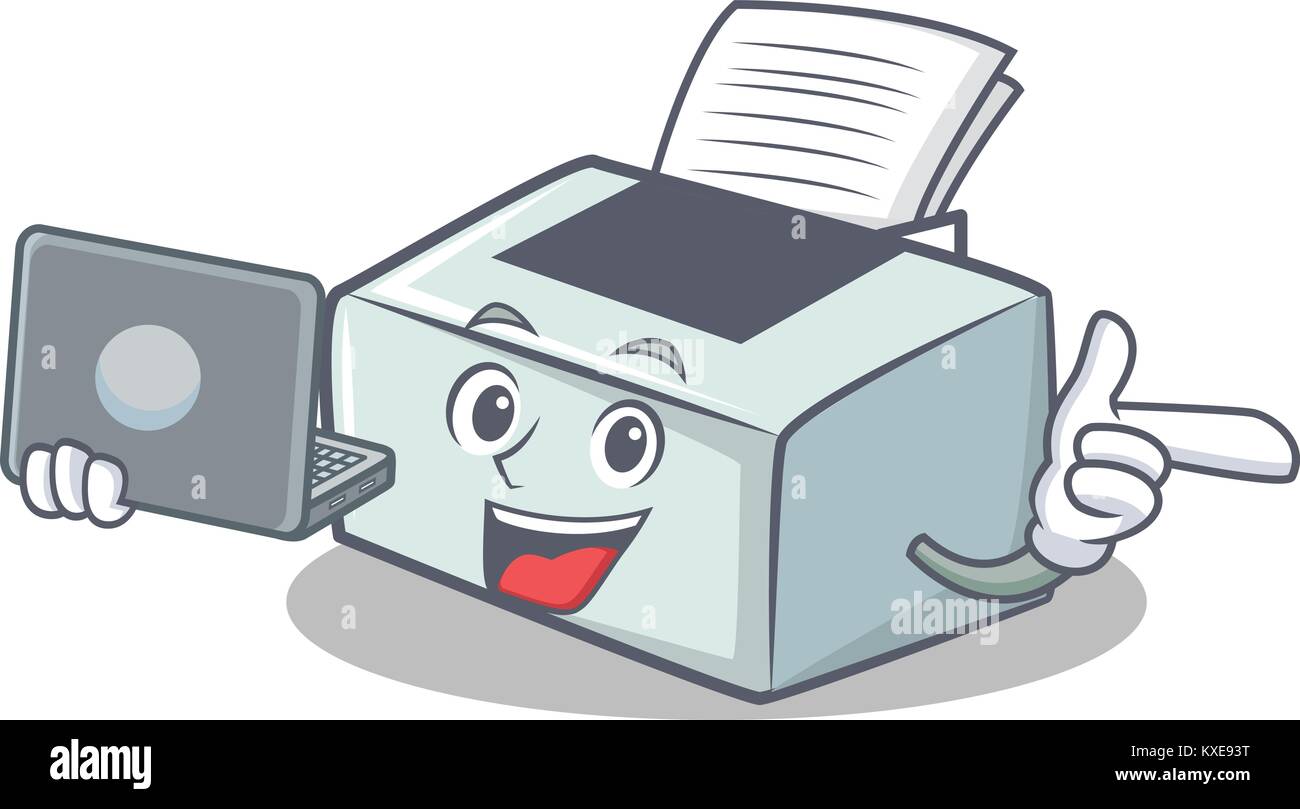 With laptop printer character cartoon style Stock Vector Image & Art ...