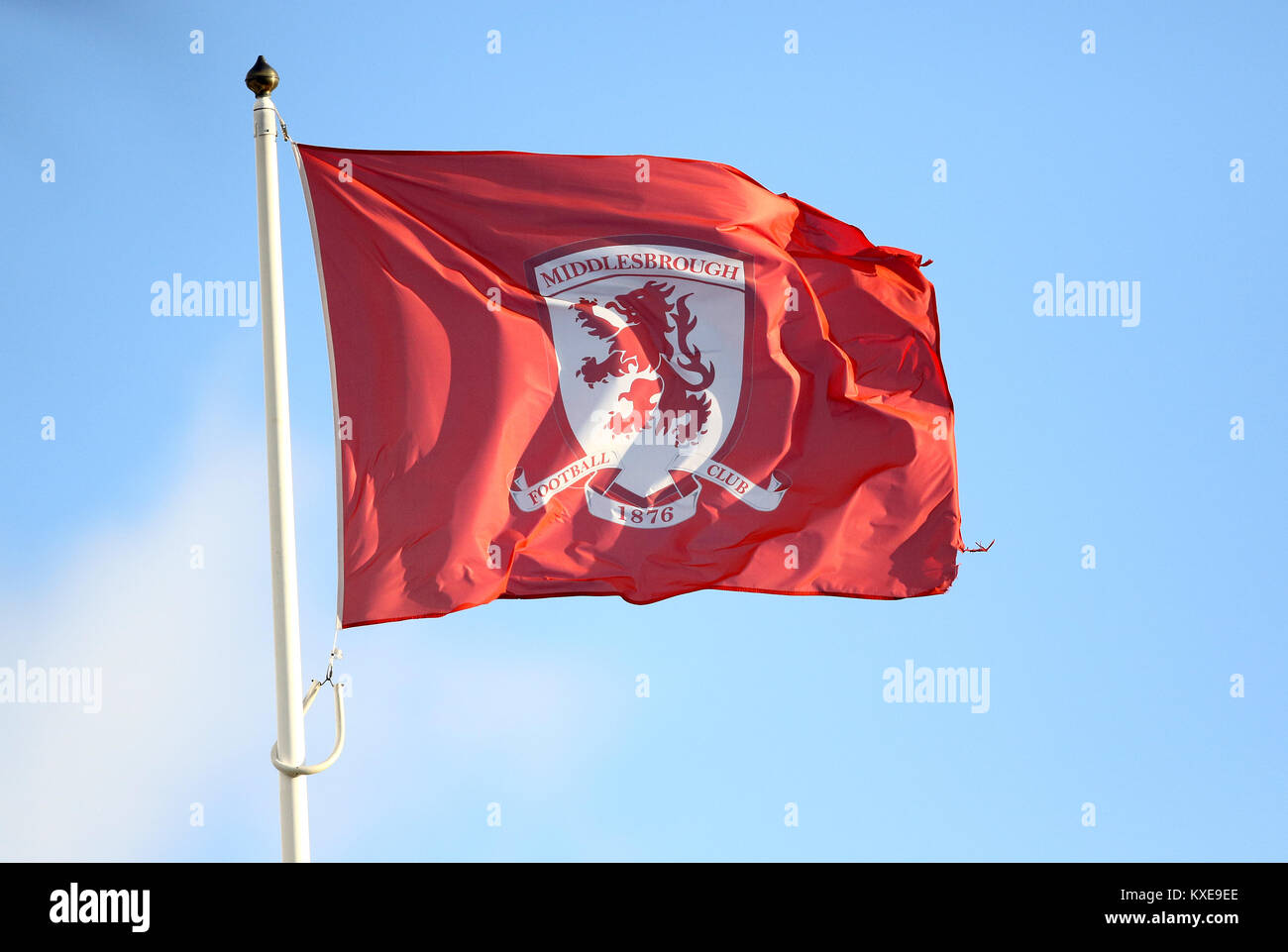 A Middlesbrough FC flag flies above the stadium Stock Photo - Alamy