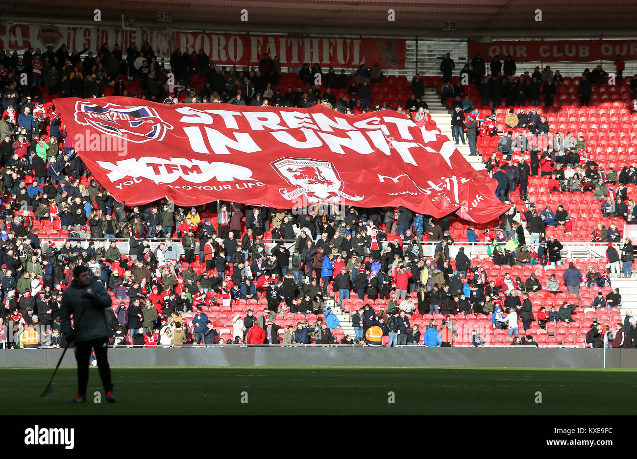 A giant Middlesbrough banner in the stands Stock Photo - Alamy