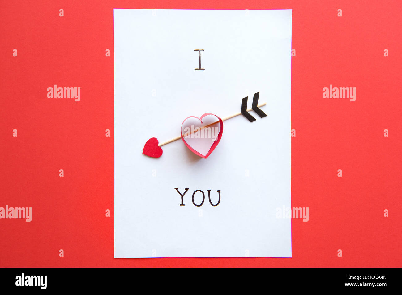 Valentines day greeting card with I love you handwritten lettering ...
