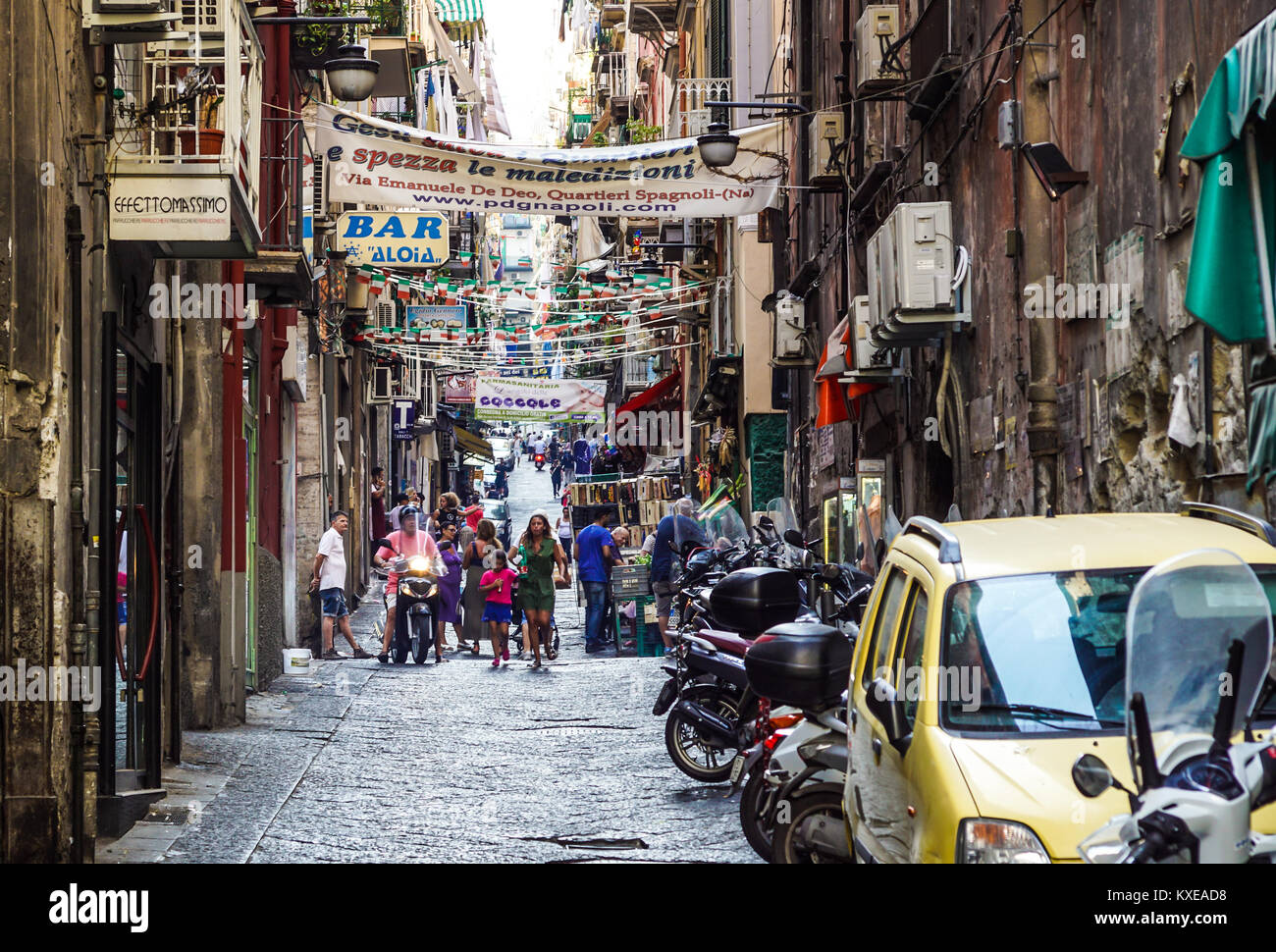 Naples, Italy - August 10 2017: Spanish Quarters (Quartieri Spagnoli ...
