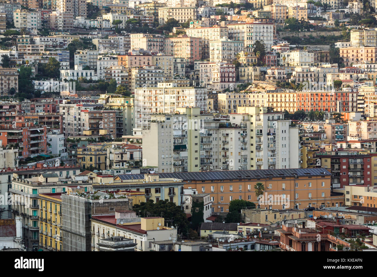 Aerial view of traditional red house roofs at the Naples Town Square ...