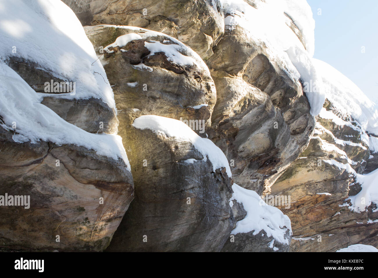 Rock texture. Stone texture in snow and ice. Mountain wall Stock Photo ...