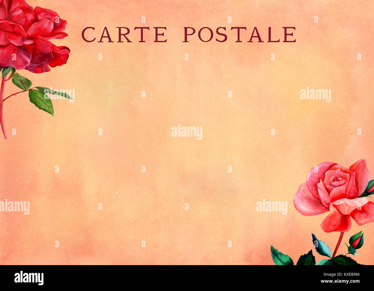 An illustration of a vintage style French post card with old paper ...