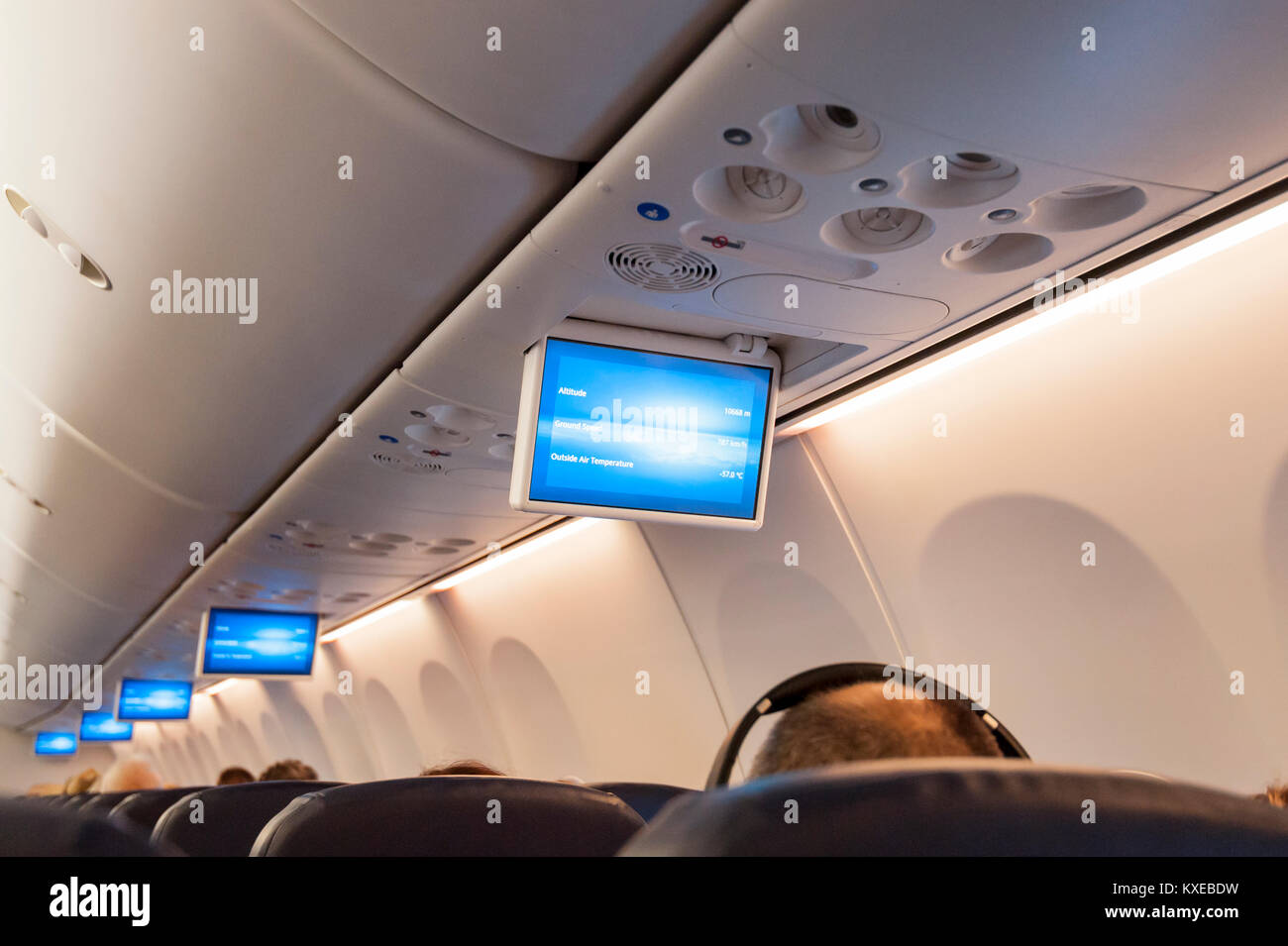 Altitude and temperature displayed on a Boeing 737 in flight on a TUI ...