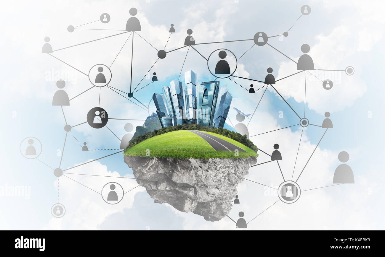 Concept of modern networking technologies and eco green construction ...