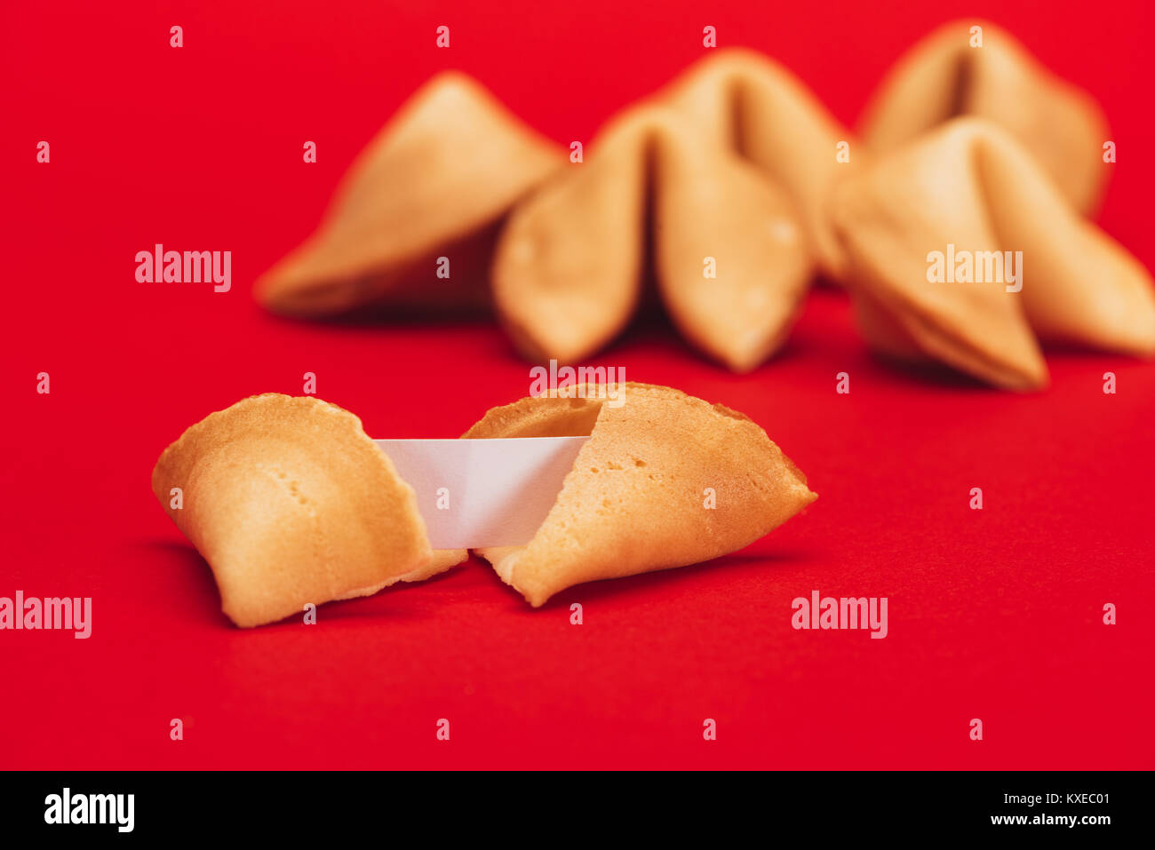 traditional chinese fortune cookies on red surface, Chinese New Year ...
