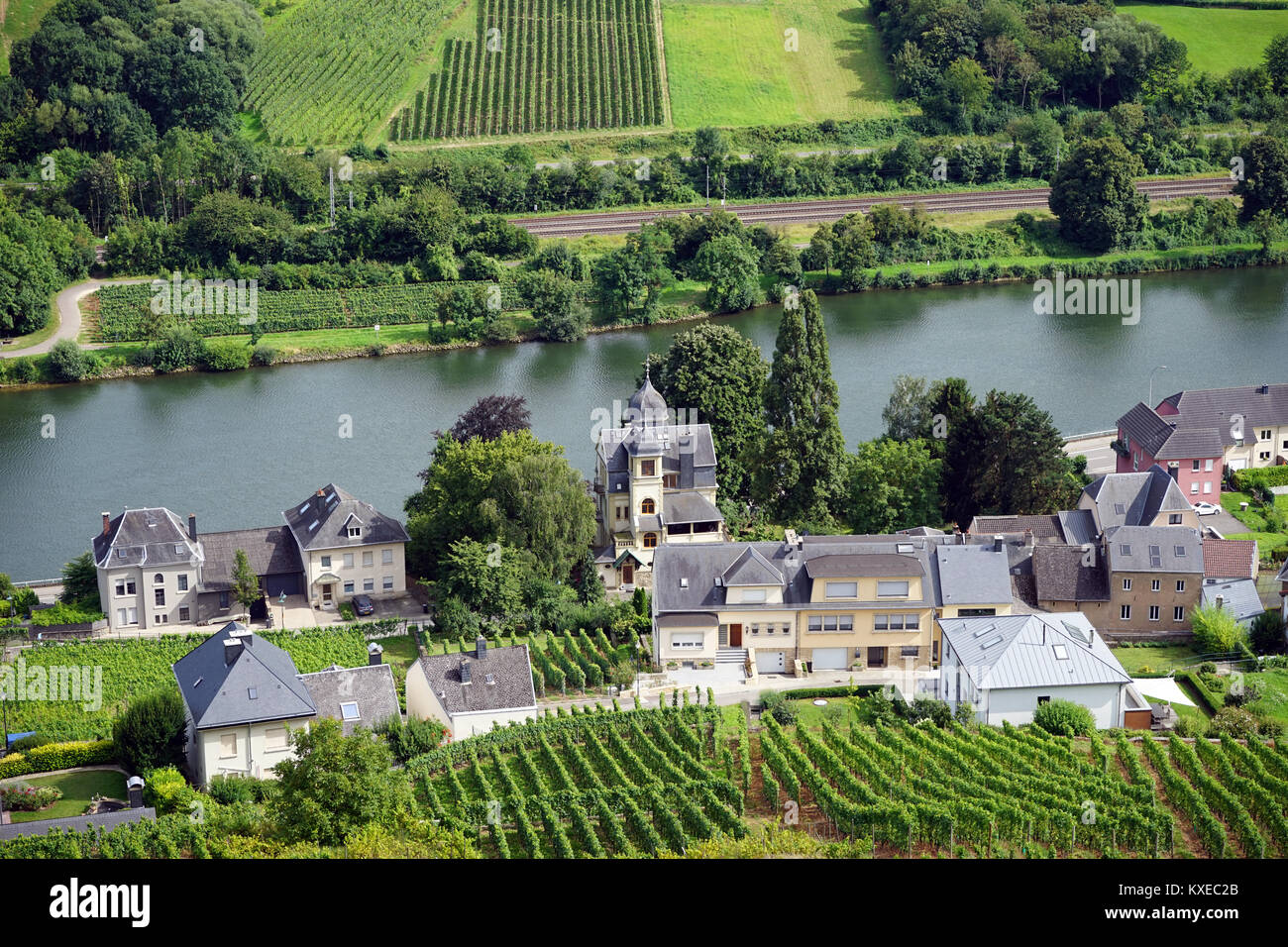 Village and vineyard in Luxembourg on the border with Germany Stock ...