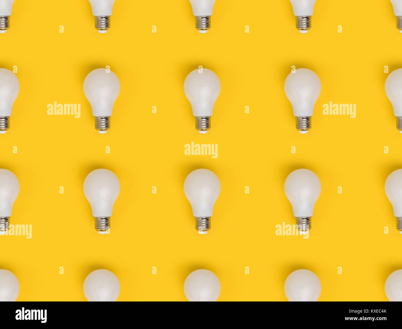 full frame of arrangement of light bulbs isolated on yellow Stock Photo ...