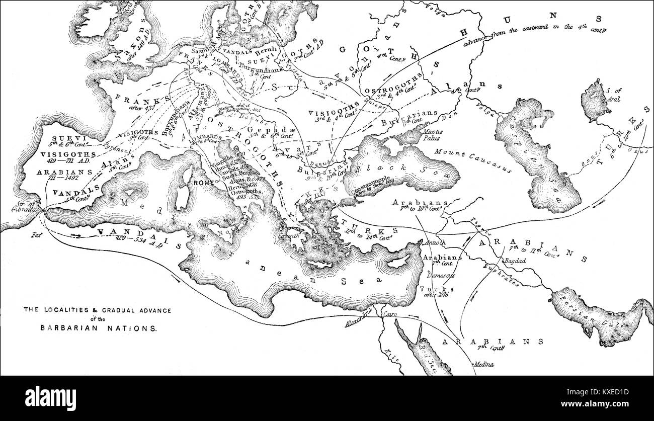 Historical map of the origin or occupation of the barbaric nations ...
