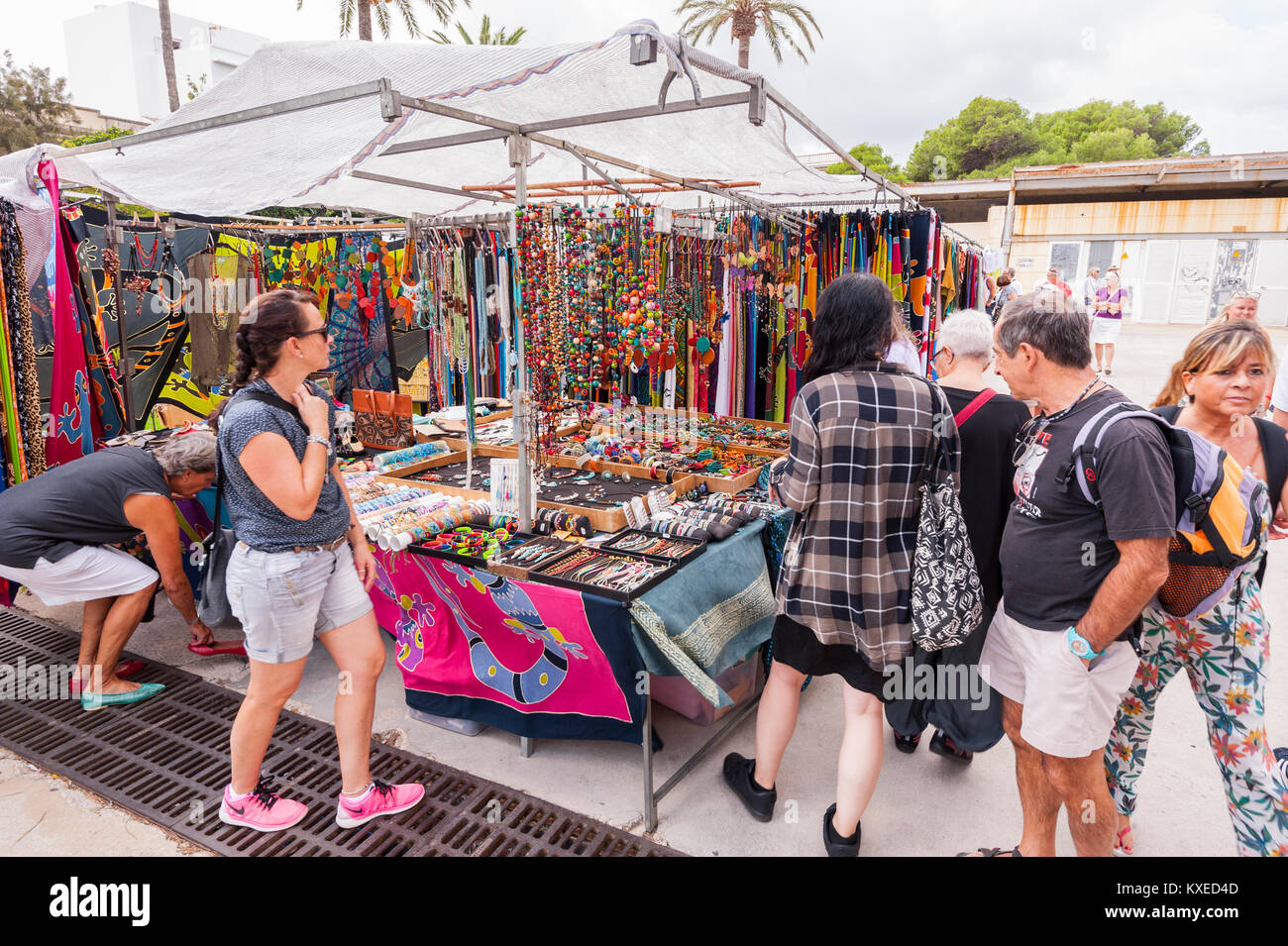 Gifts and souvenirs for sale at the street market in Mahon , Menorca ...