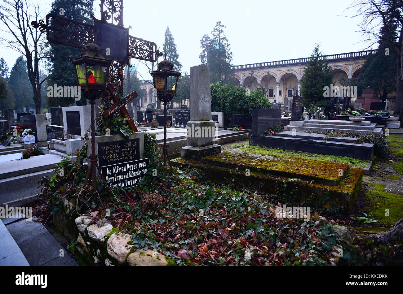 Zagreb, Croatia. The Monumental Cemetery of Mirogoj. The cemetery is ...