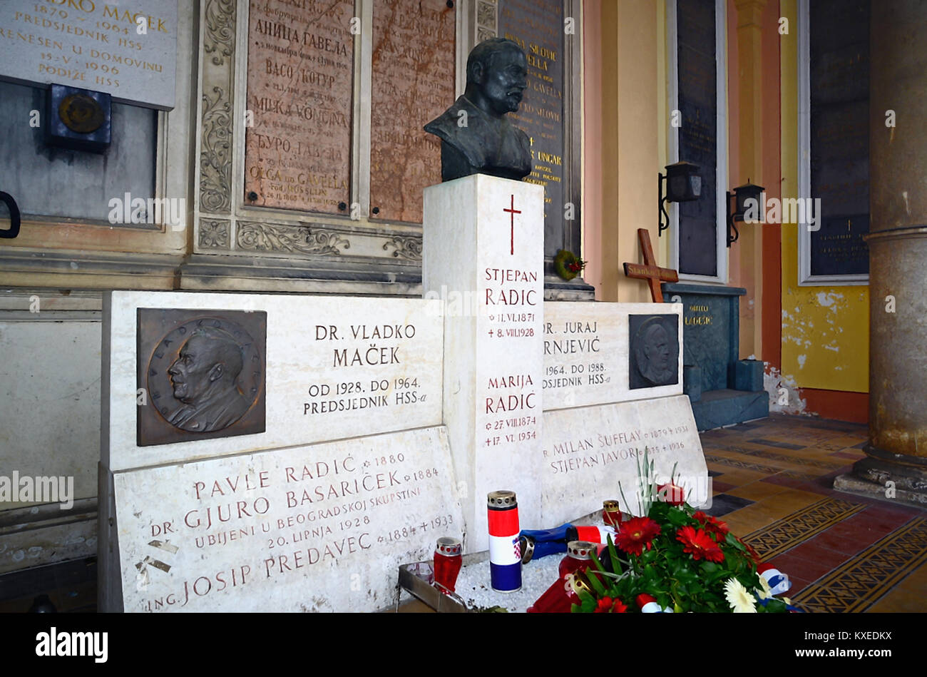 Zagreb, Croatia. Mirogoj Monumental Cemetery : the arcade. The monument ...
