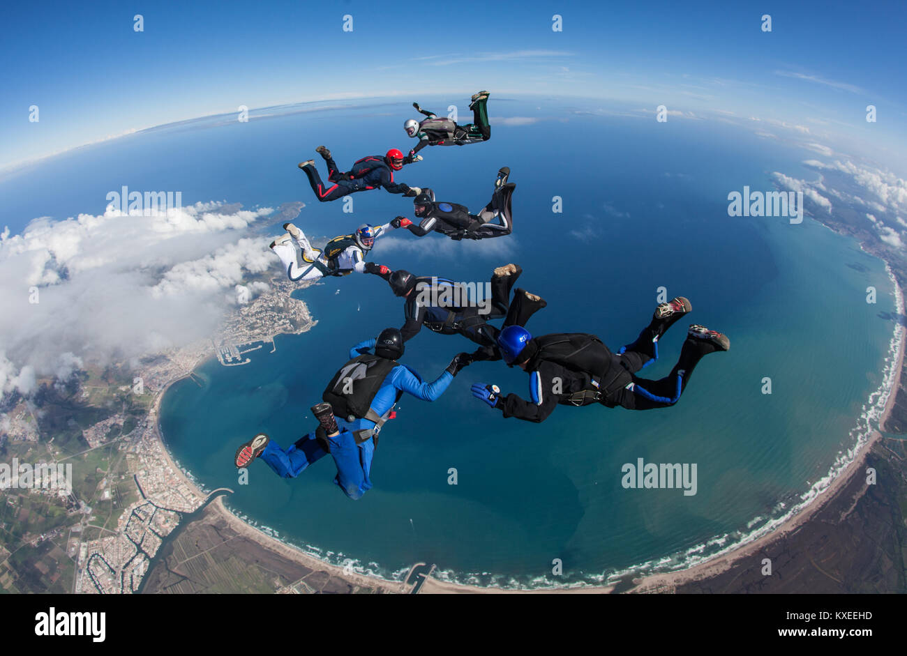 Skydiving Formation Over Empuriabrava Stock Photo - Alamy