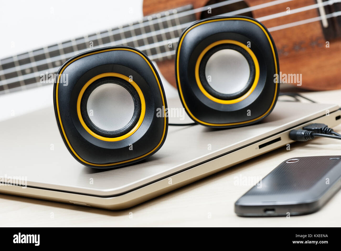 mini USB stereo speakers for Laptop Stock Photo - Alamy