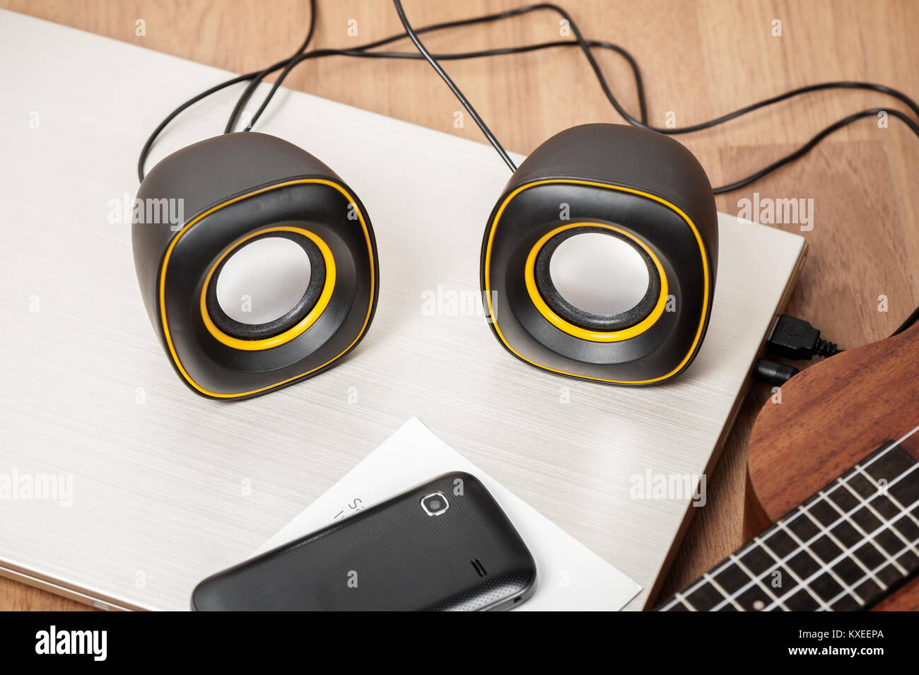 mini USB stereo speakers for Laptop Stock Photo - Alamy