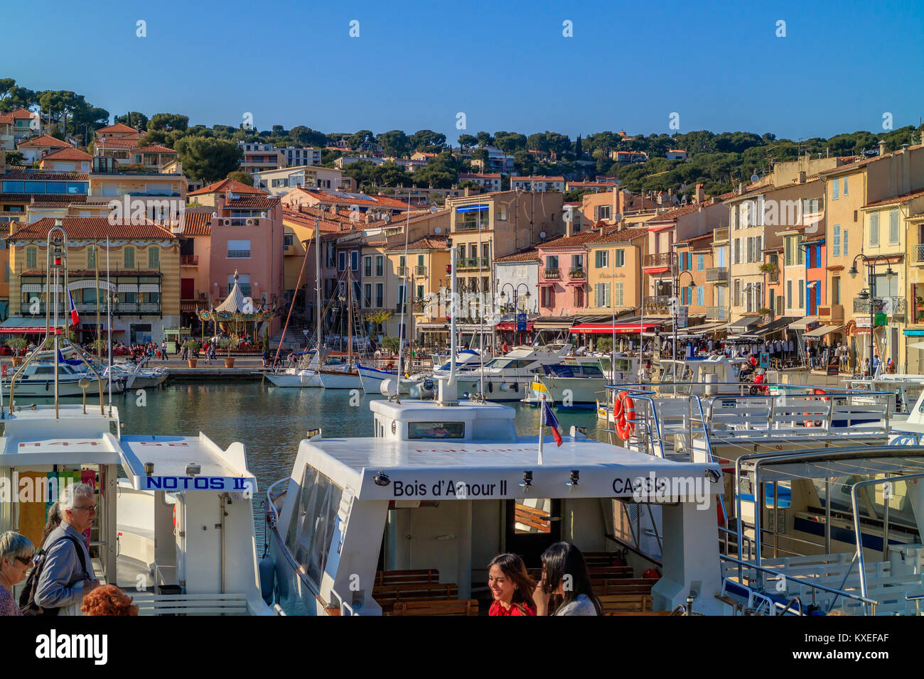 A view of the harbour and surrounding buildings at Cassis, Bouches-du ...