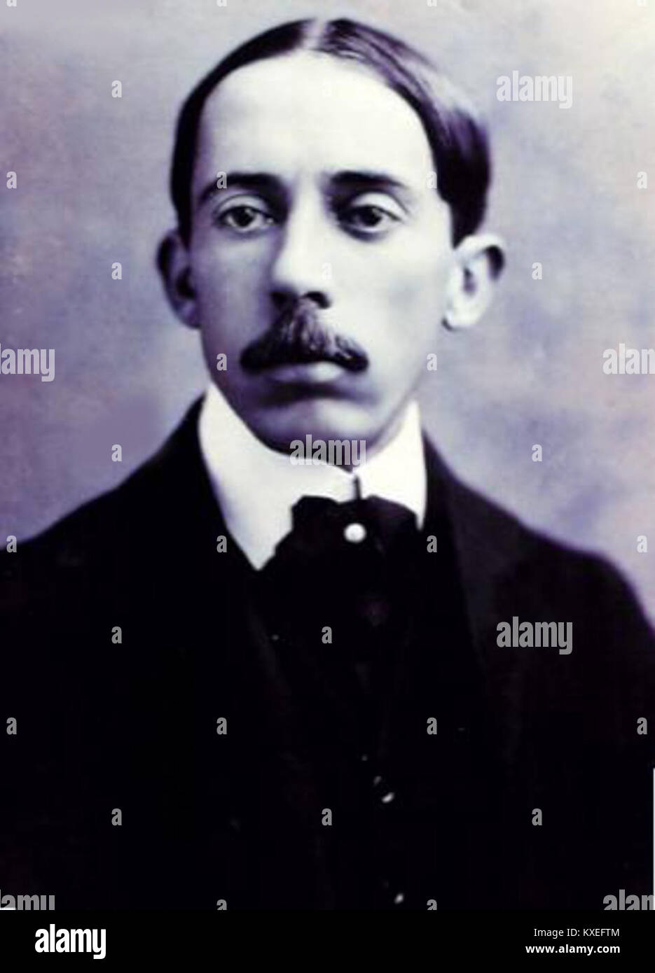 A portrait of Alberto Santos-Dumont, the Brazilian aviation pioneer ...