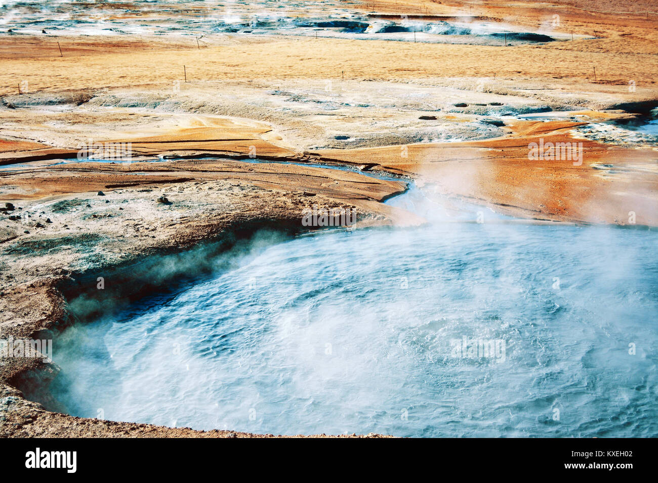 Fumarole field in Namafjall, Iceland. Geothermal beauty landscape Stock ...