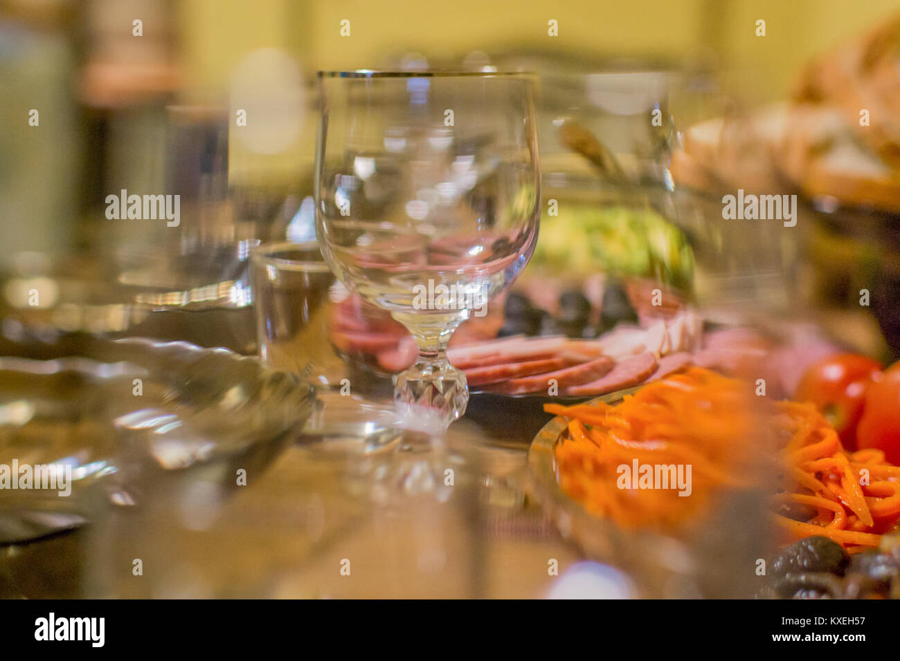 holiday table through the glass of the view camera through the glass ...