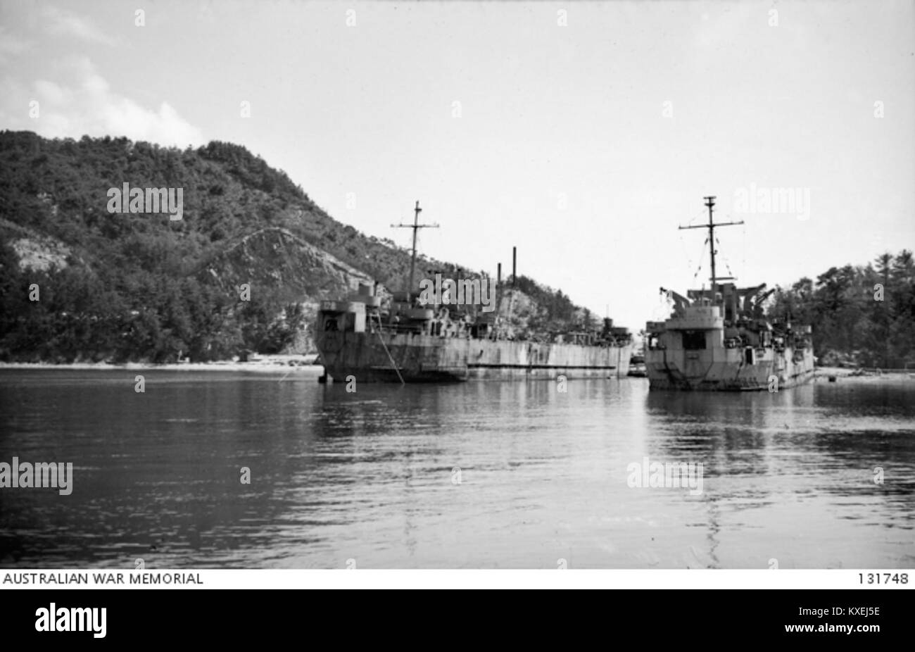 The photograph presents the decommissioned US Navy tank landing ships ...