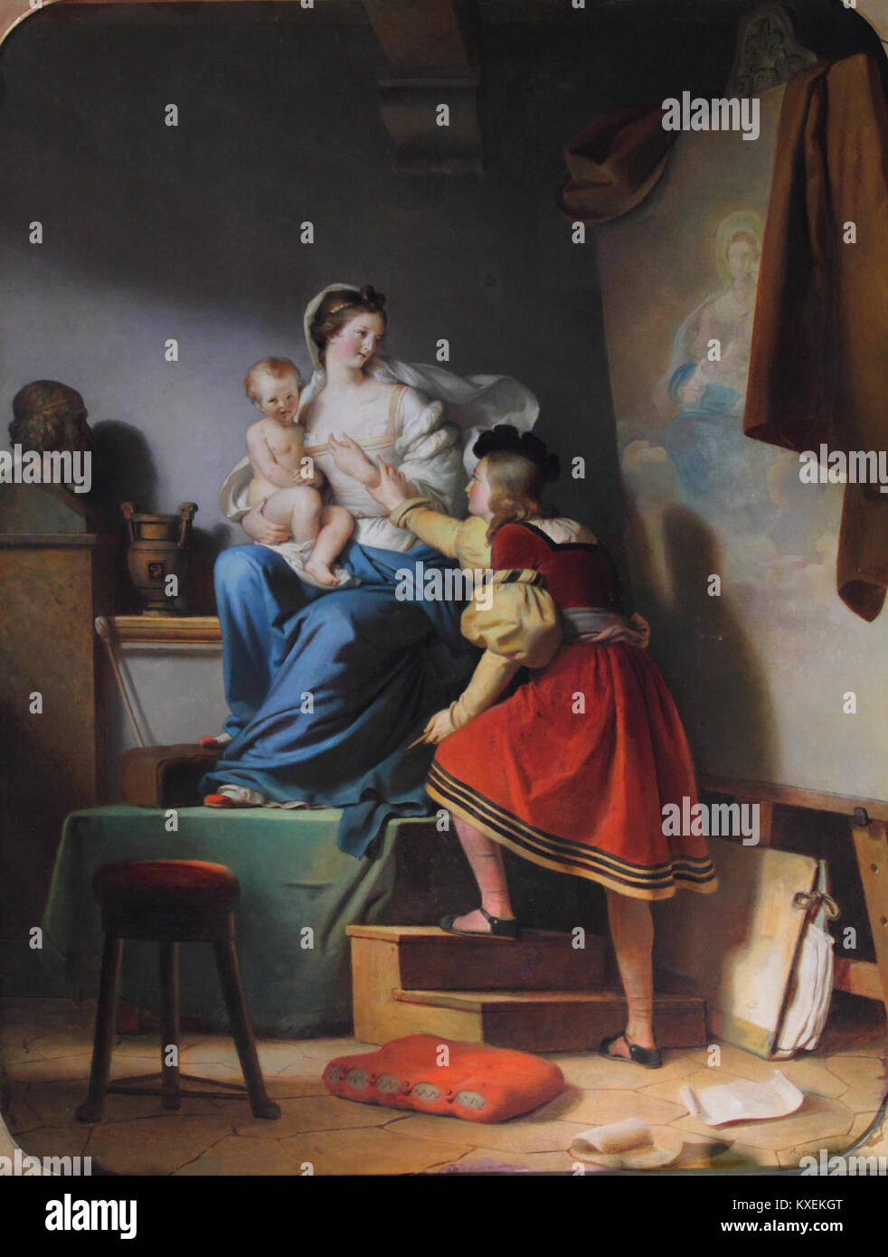 A painting by Alexandre-Evariste Fragonard depicting Raphael taking the ...