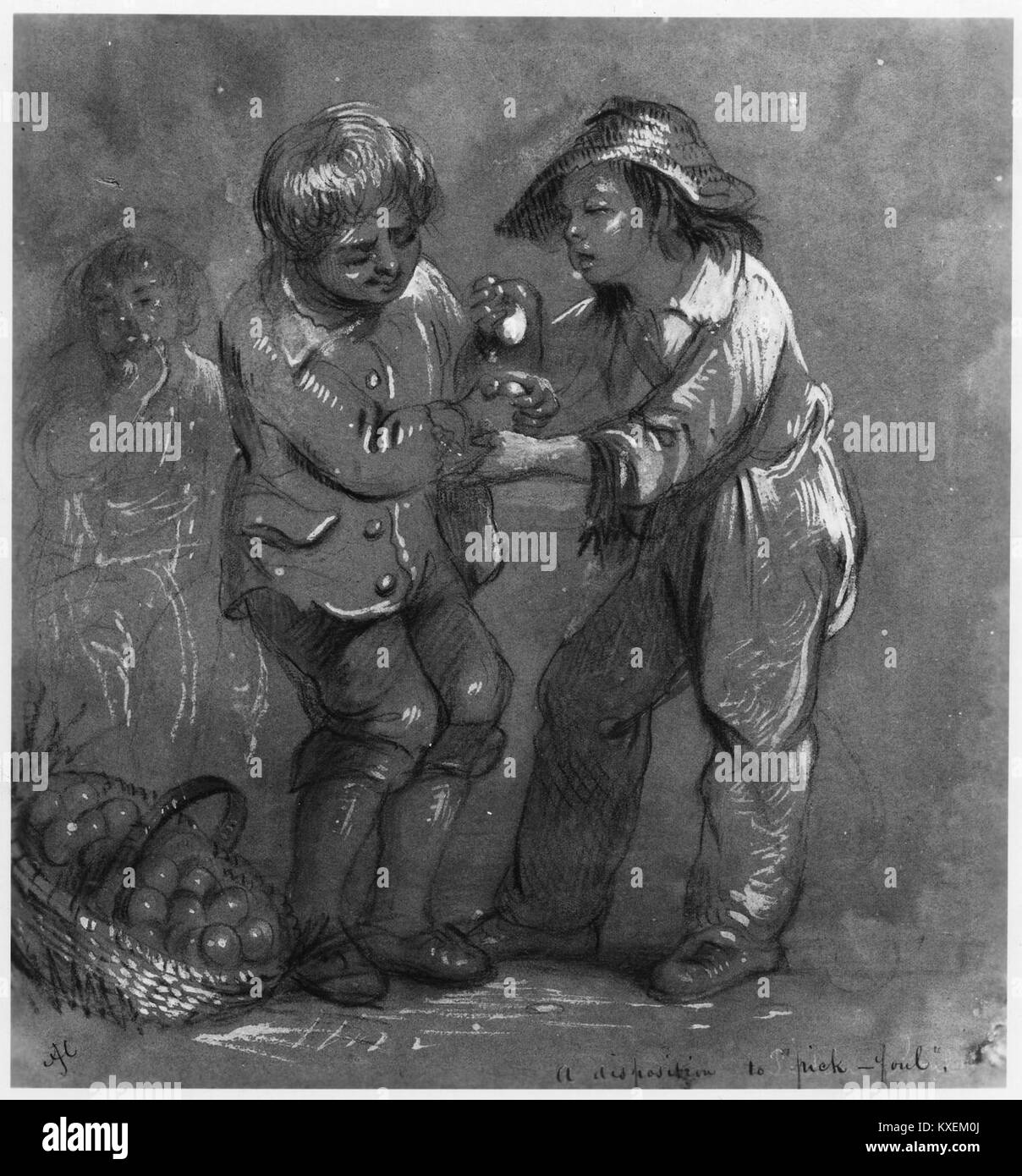 Alfred Jacob Miller - A Disposition to 'Pick-Foul' - Walters 37246828 Stock Photo - Alamy