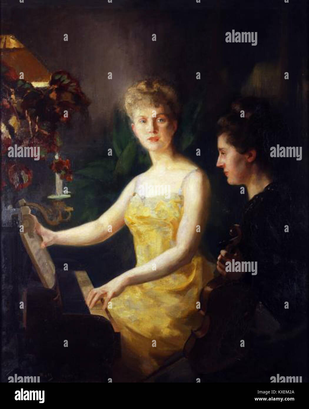 This painting by Alfred Roll depicts a piano lesson, capturing the ...