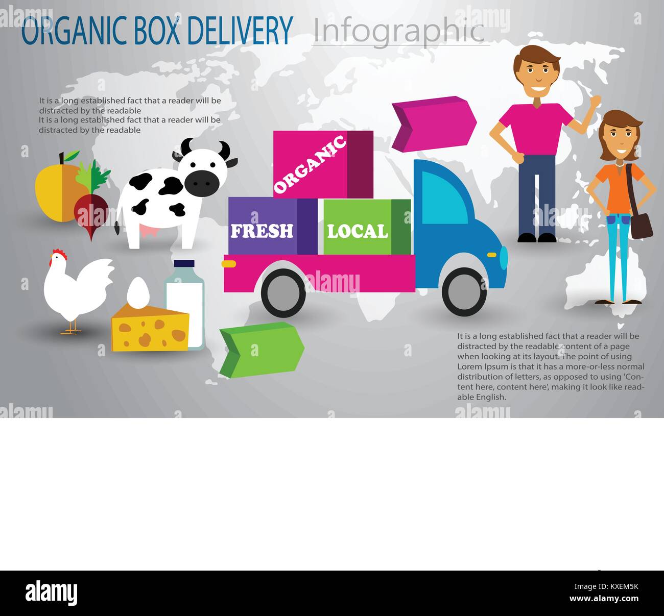 Organic food box delivery infographic concept Stock Vector Image & Art ...