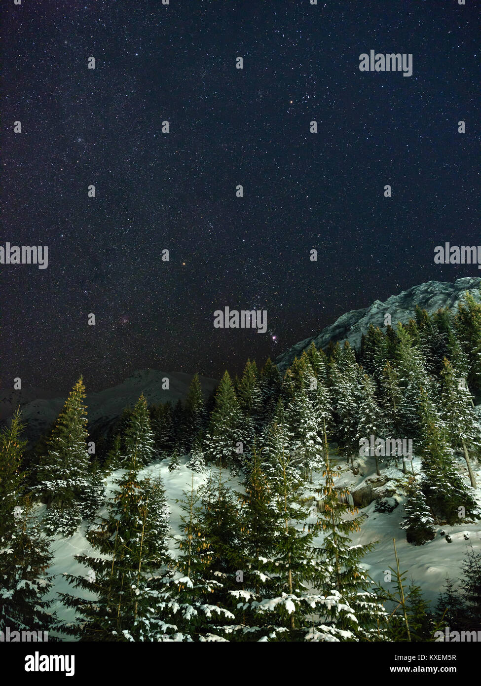 Winter time nightscape milky hi-res stock photography and images - Alamy