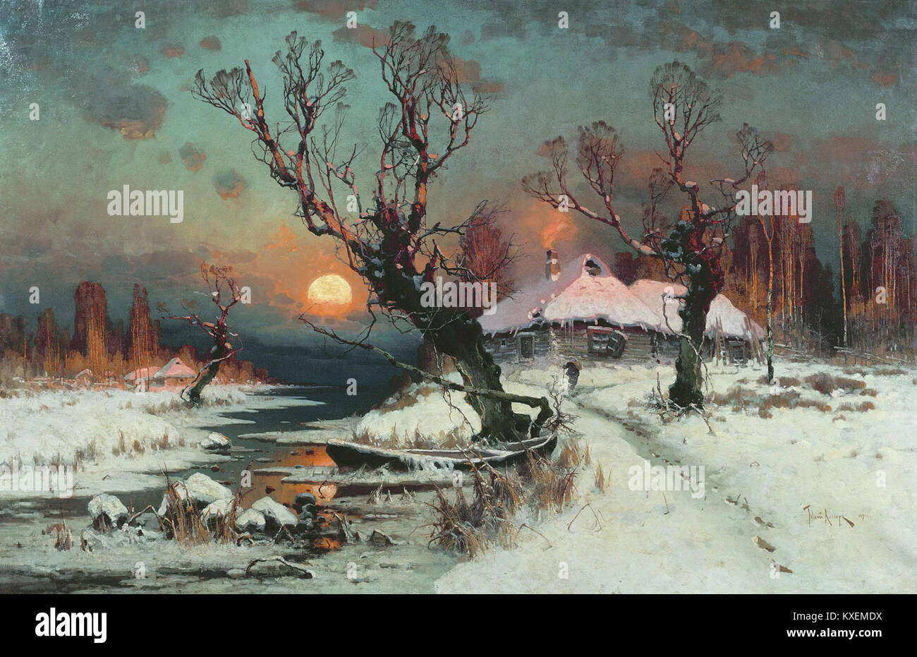 A photograph capturing a sunset during winter in 1891, showing the sun ...